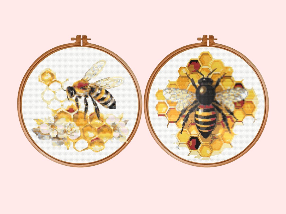 Honey Bee Cross Stitch Pattern , Set of 2 Bee Cross Stitch Patterns ...