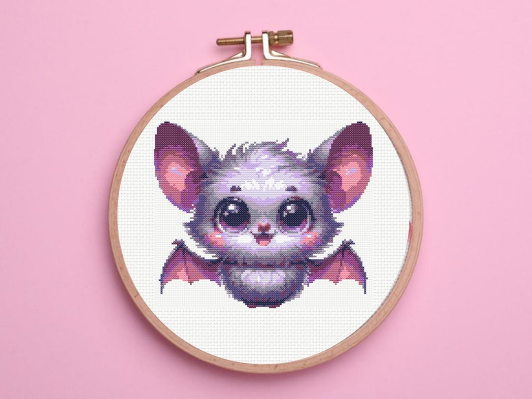 Bat Cross Stitch Pattern , Purple Bat Cross Stitch Pattern, Baby Bat ...