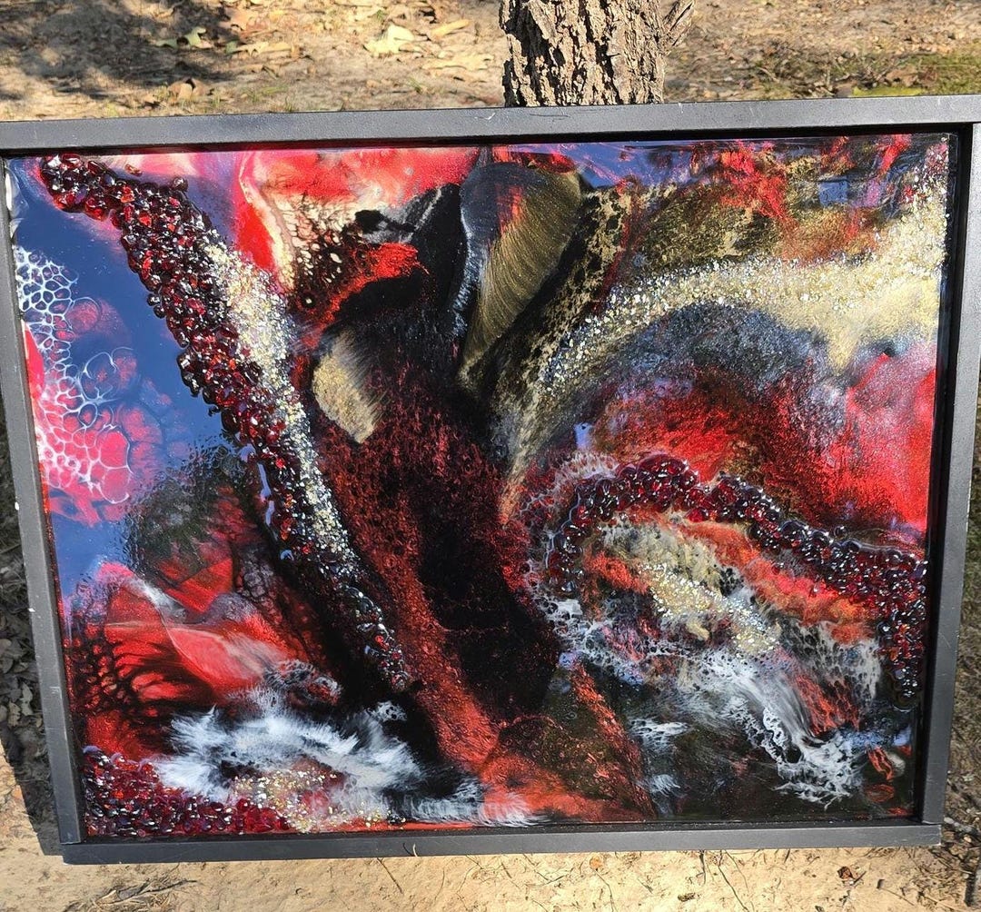 Red and Black Resin Wall Art - Etsy
