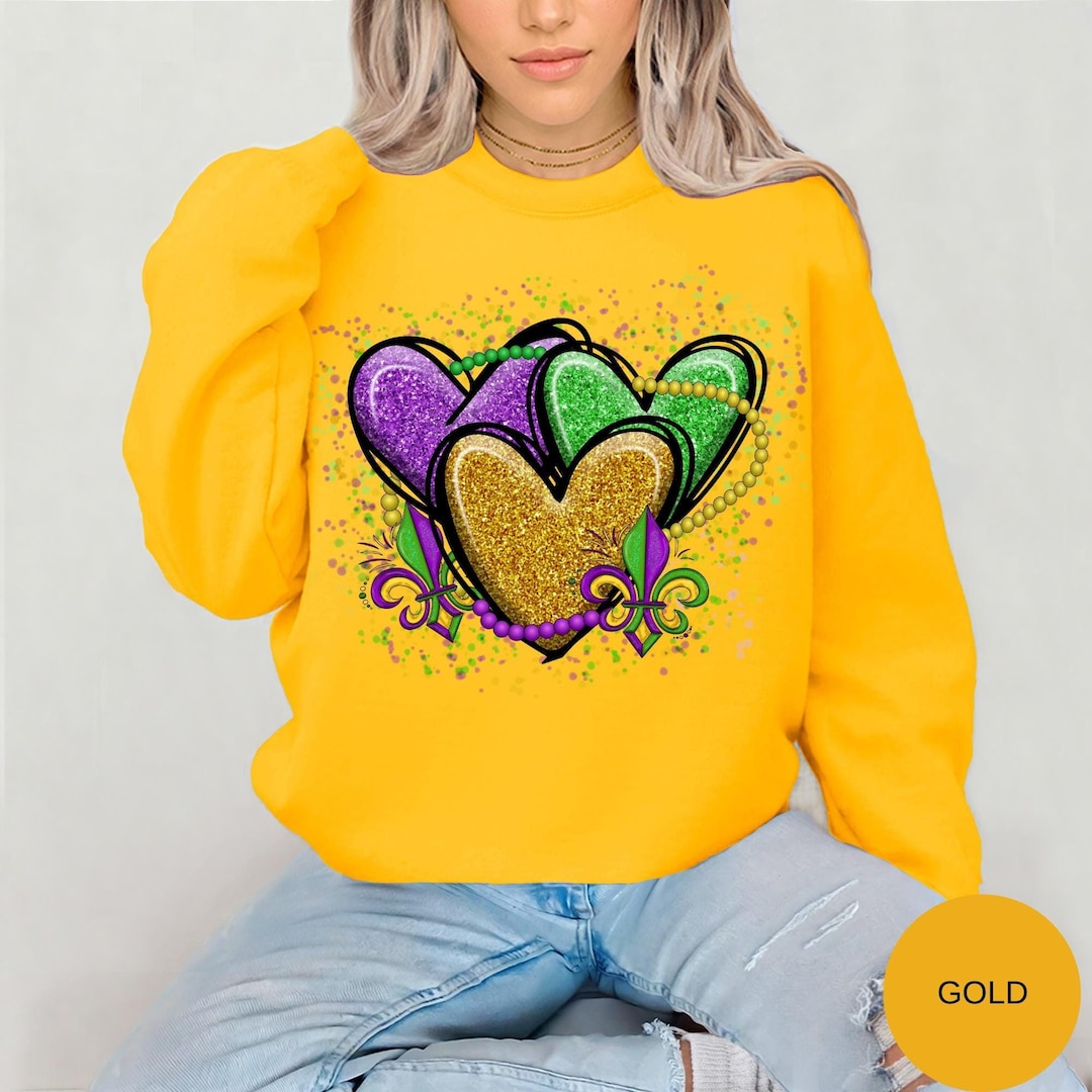 Mardi Gras Heart Shirt, Mardi Gras Heart Sweatshirt,new Orleans Tee ...