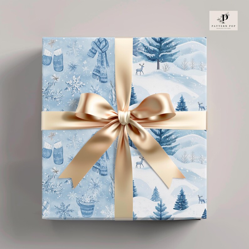 Christmas Digital Paper - Winter Wonderland - Soft Blues Seamless ...