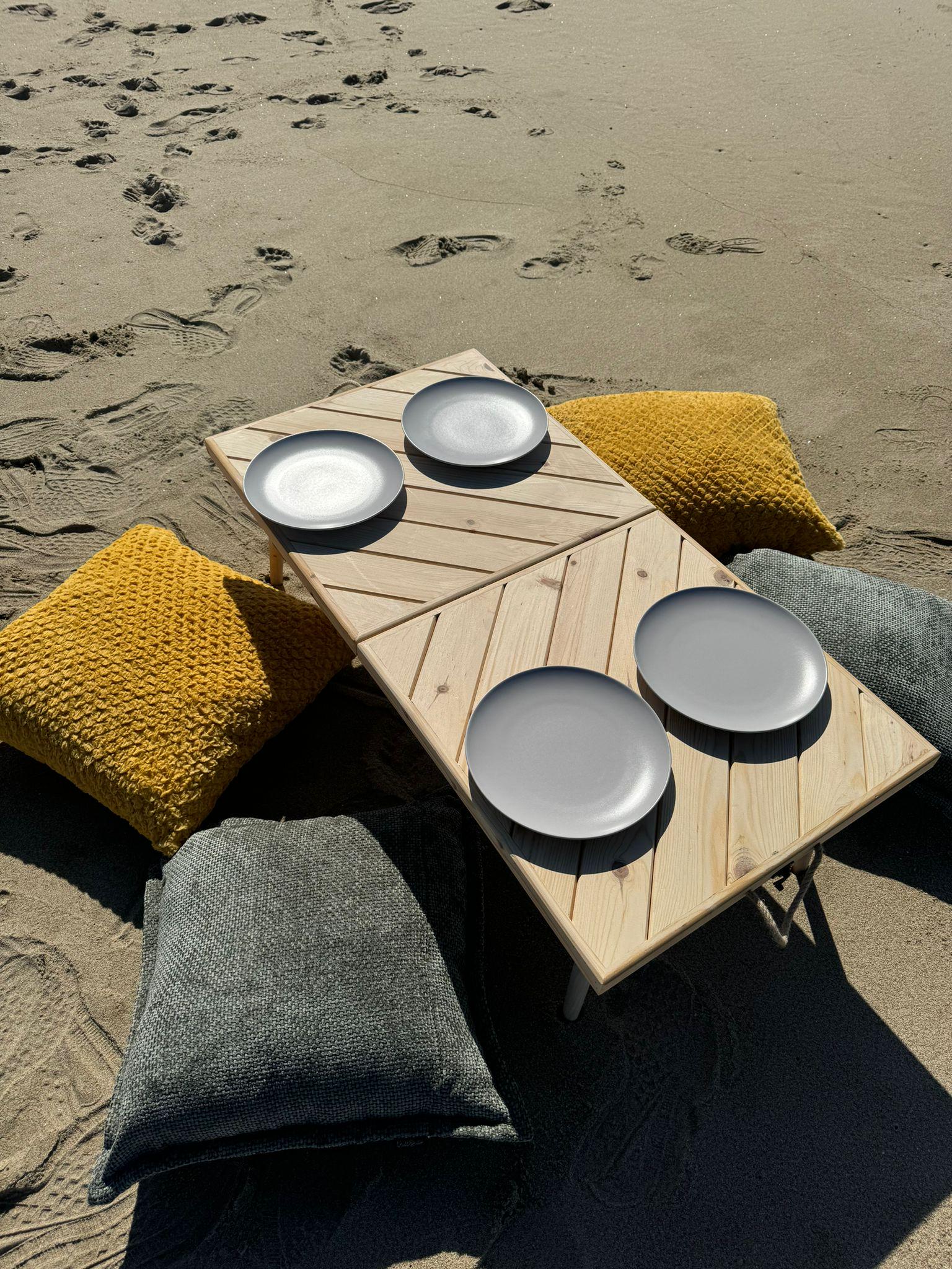 44x22 Folding Wooden Picnic Table – Portable Low Floor Table for ...