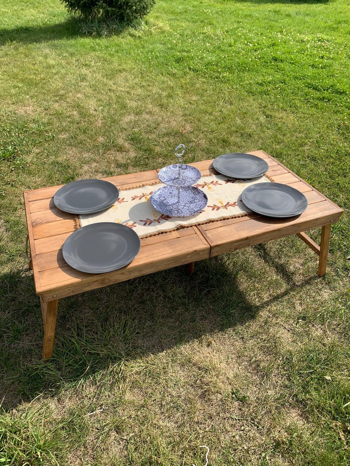 48x24 Folding Wooden Picnic Table – Portable Floor Table for Outdoor ...