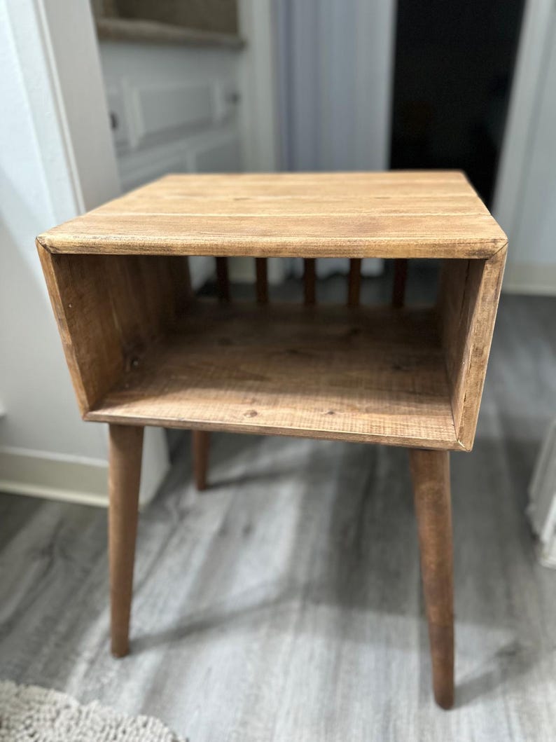 Wooden Bedside Table, Wood Nightstand Pair, Rustic Bedside Table With Drawer Bedroom Furniture ...