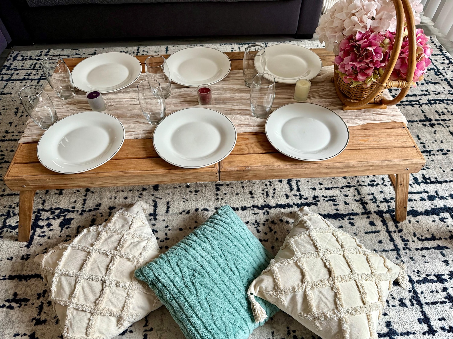 Foldable Boho Floor Table – Handmade Wooden Picnic Table | Portable ...