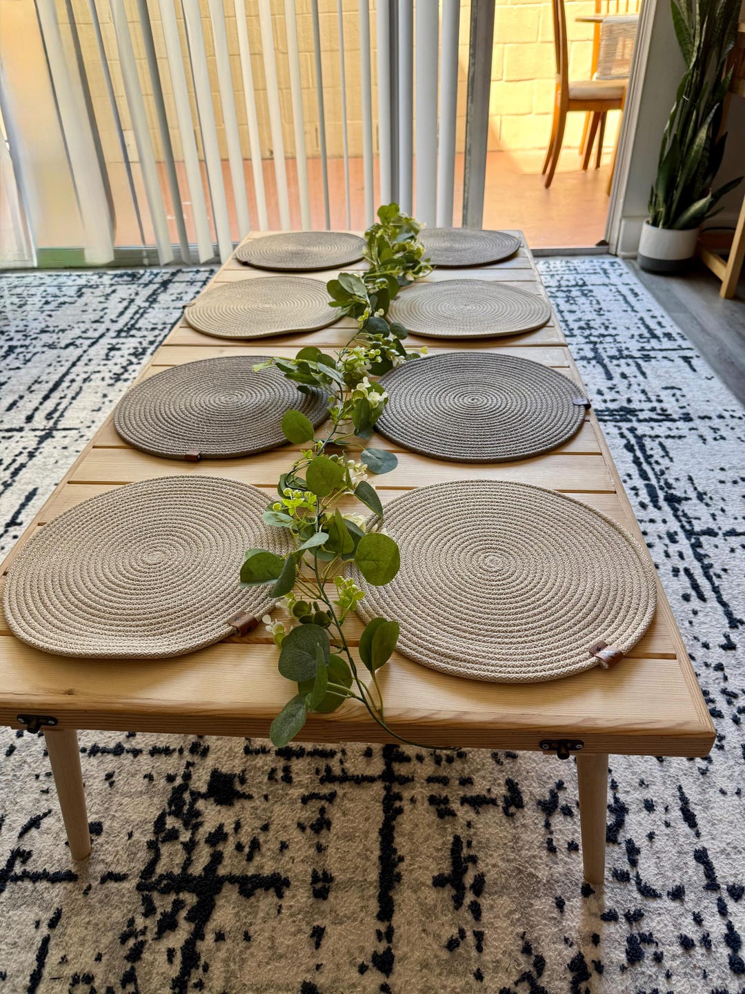 Foldable Boho Picnic Table – Handmade Rustic Wood Table for Camping ...