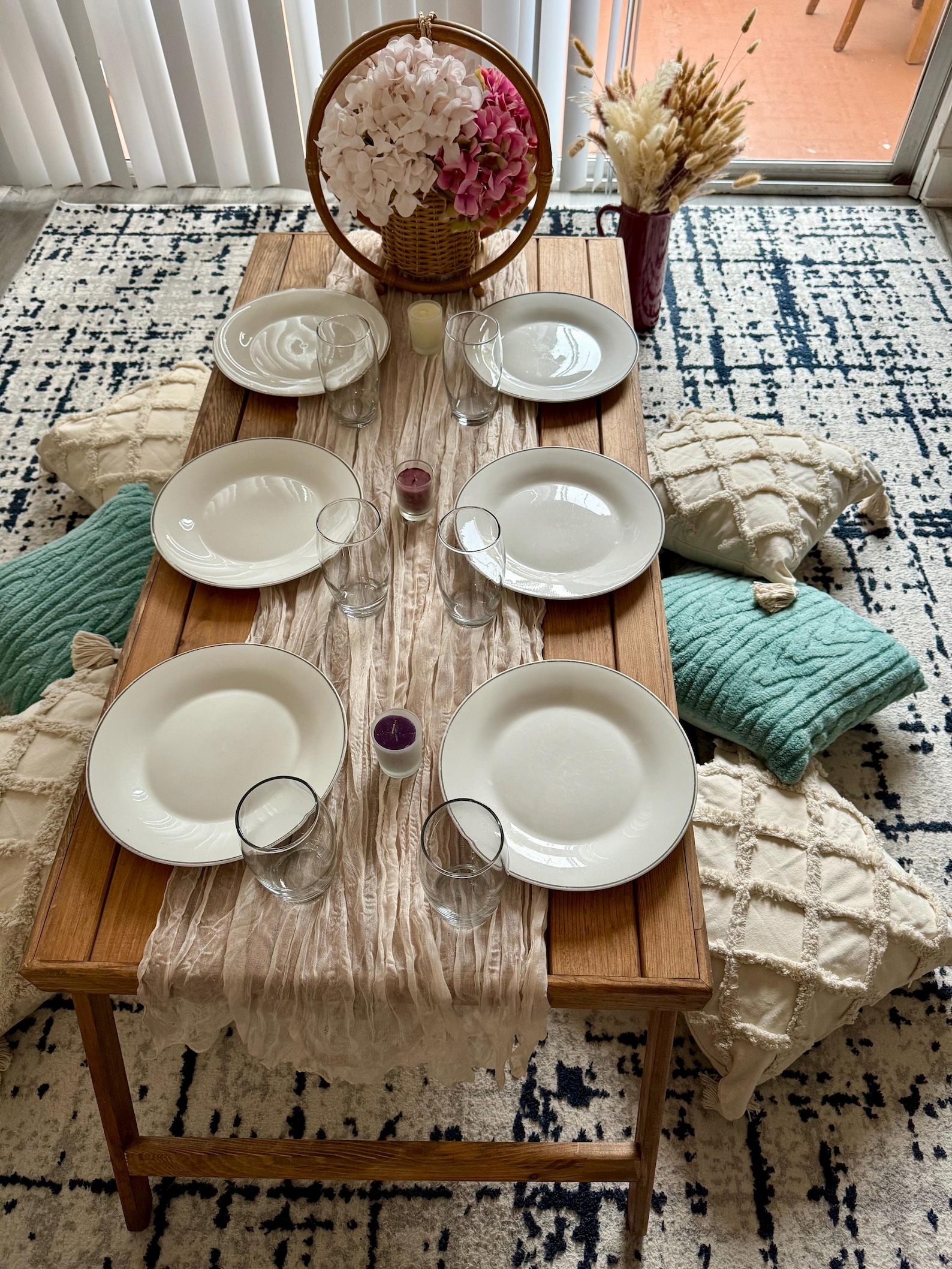 Foldable Boho Floor Table – Handmade Wooden Picnic Table | Portable ...