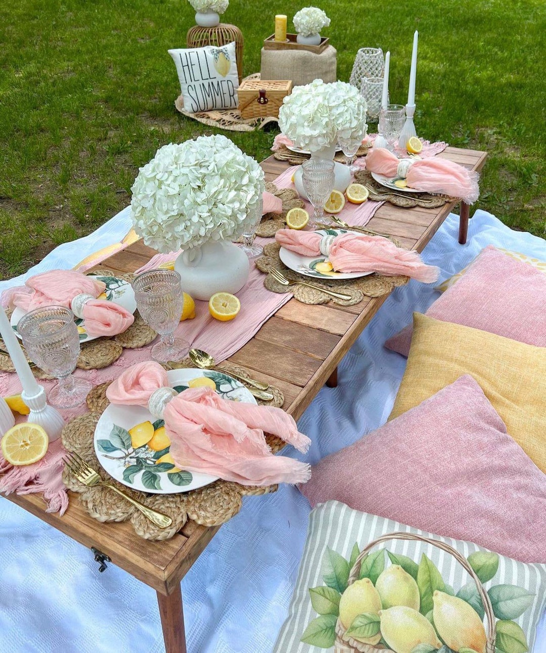 Boho Table Low Wooden Floor Table, Rustic Portable Picnic Table for ...