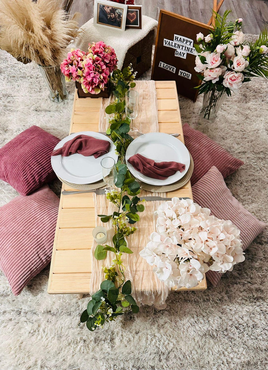 Foldable Boho Picnic Table – Handmade Rustic Wood Table, Camping ...