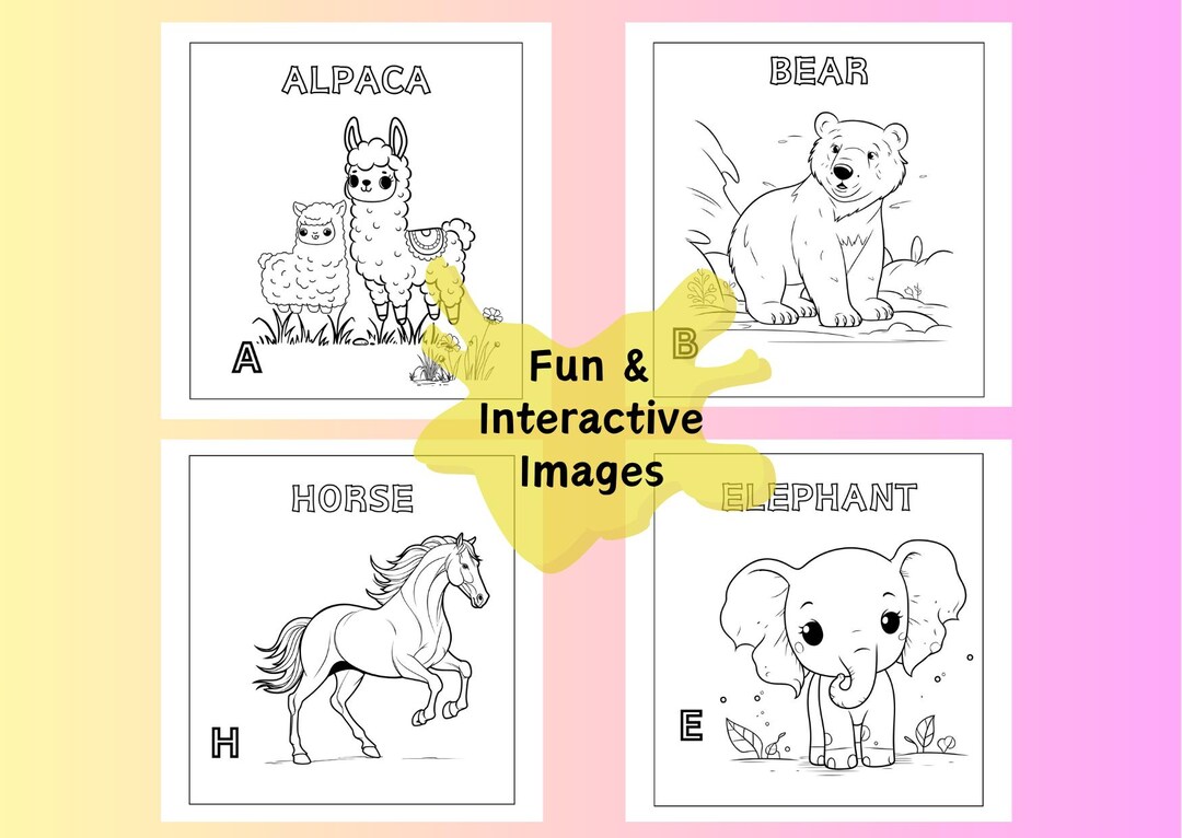 Alphabet ABC Fun Coloring Book With Cute Animals Design - Etsy