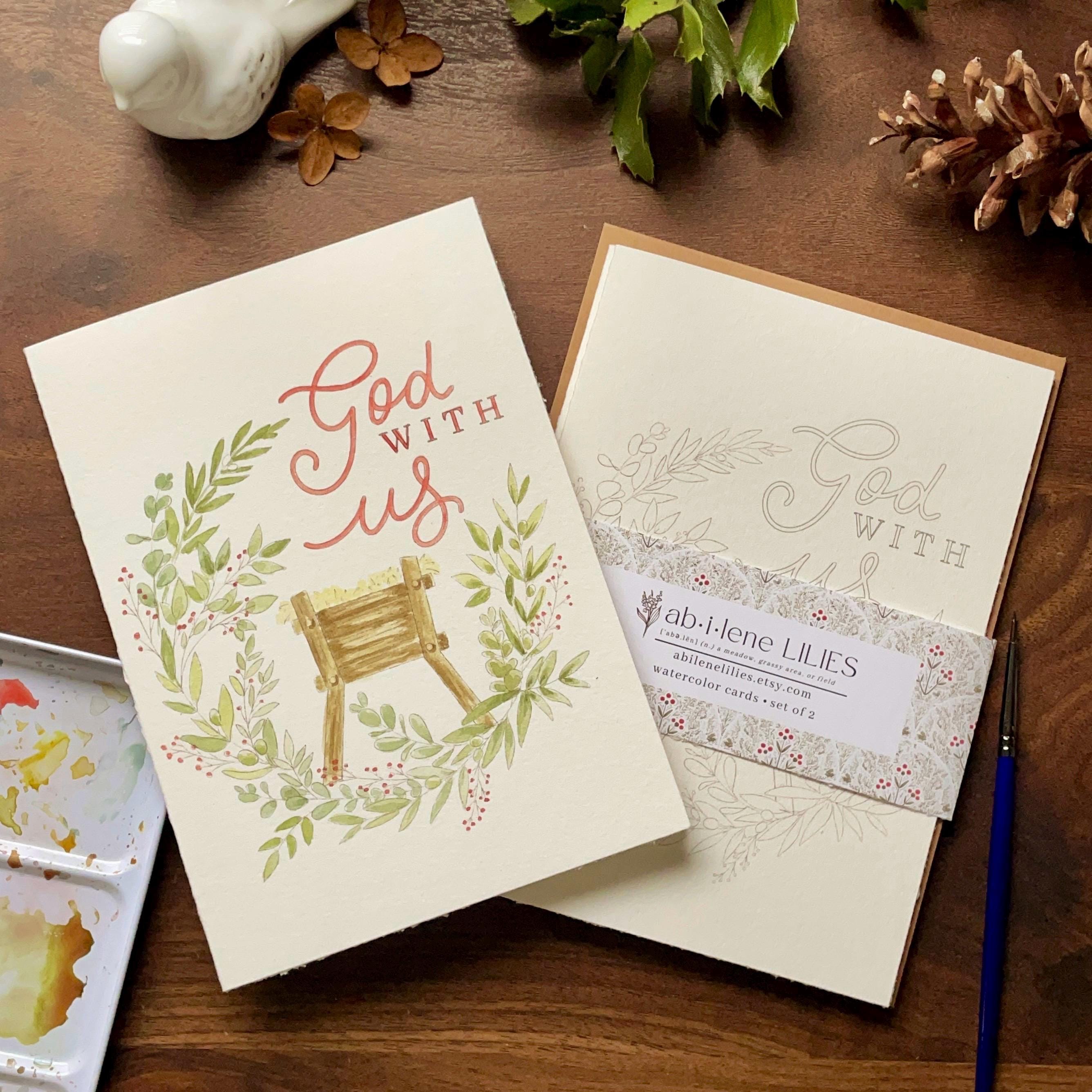 DIY Watercolor Christmas Card - Color Your Own Greeting Card - Etsy