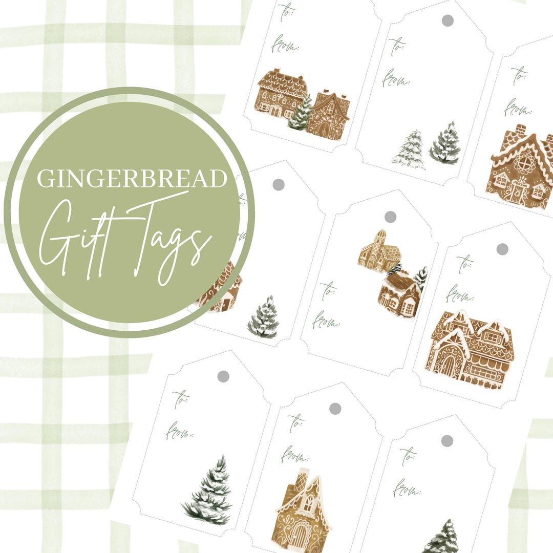Gingerbread House Gift Tag Set Printable - Etsy