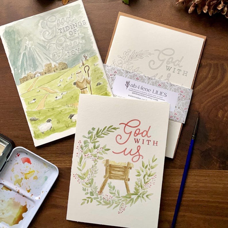 DIY Watercolor Christmas Card - Color Your Own Greeting Card - Etsy