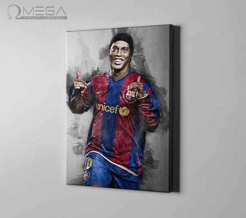 Ronaldinho Poster Ronaldinho Canvas Print, Art Print, Wall Art, Man ...