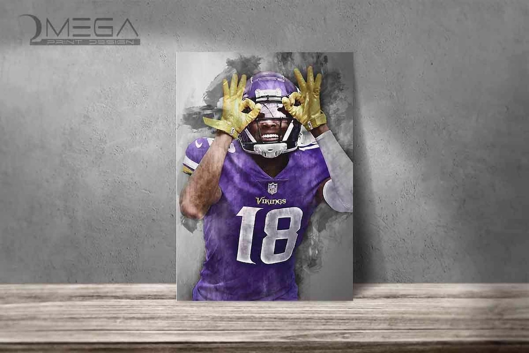 Justin Jefferson Poster Jefferson Canvas Print, Art Print, Wall Art, Man Cave, Gift - Etsy