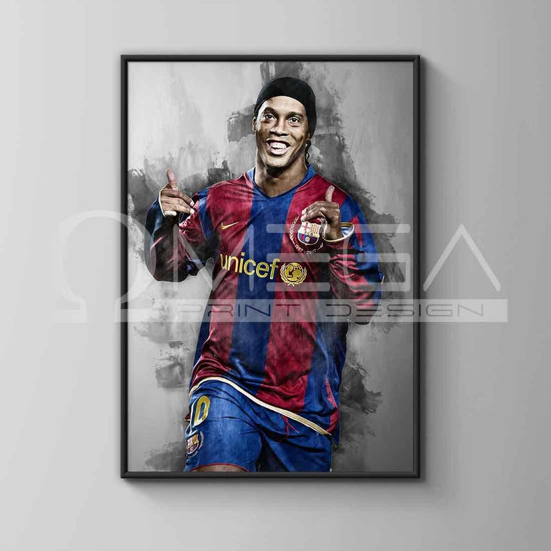 Ronaldinho Poster Ronaldinho Canvas Print, Art Print, Wall Art, Man ...