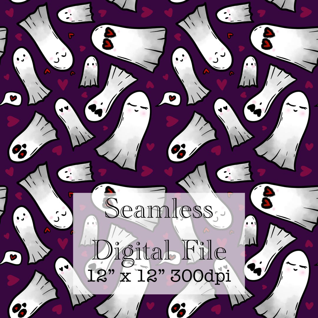 Seamless Pattern for Fabric Printing Valentines Cute Spooky Ghosts in ...