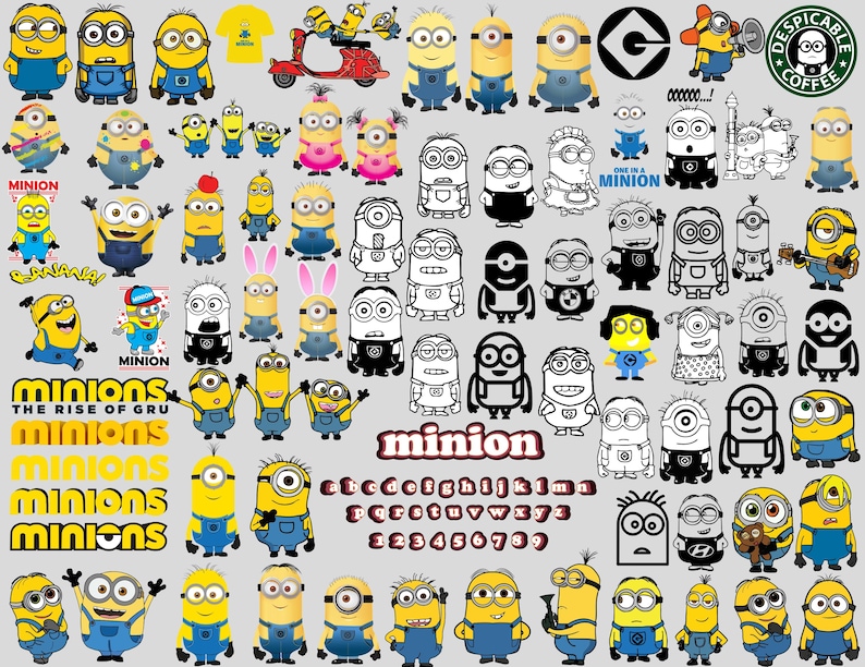 Minions SVG Bundle: Despicable Me Clipart, Layered Faces (digital ...