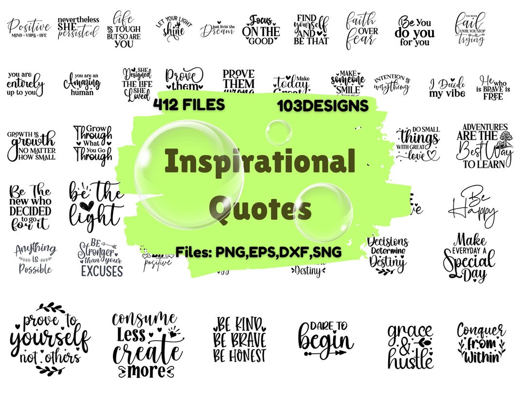 Inspirational Svg Bundle Positive Quotes Svg Hand Lettered Motivational ...
