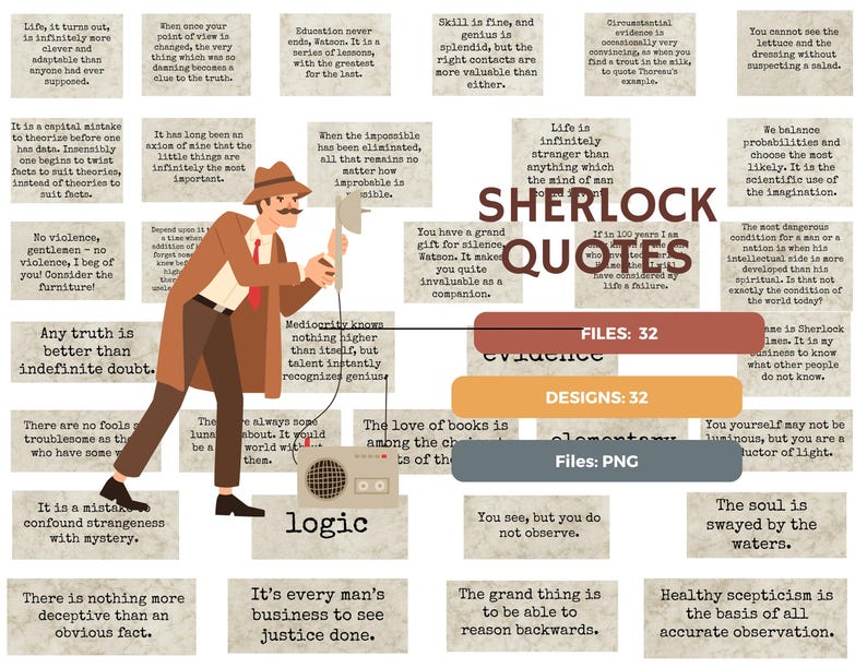 Sherlock Holmes Quotes - Printable Journal Prompts - Digital Collage ...
