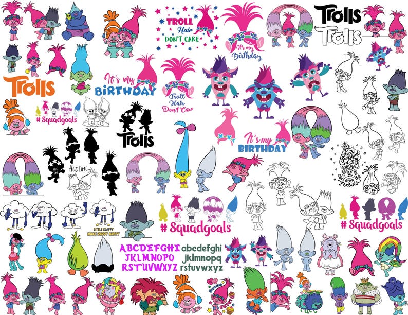 Trolls SVG Bundle: Birthday Party Clipart (instant Download) - Etsy