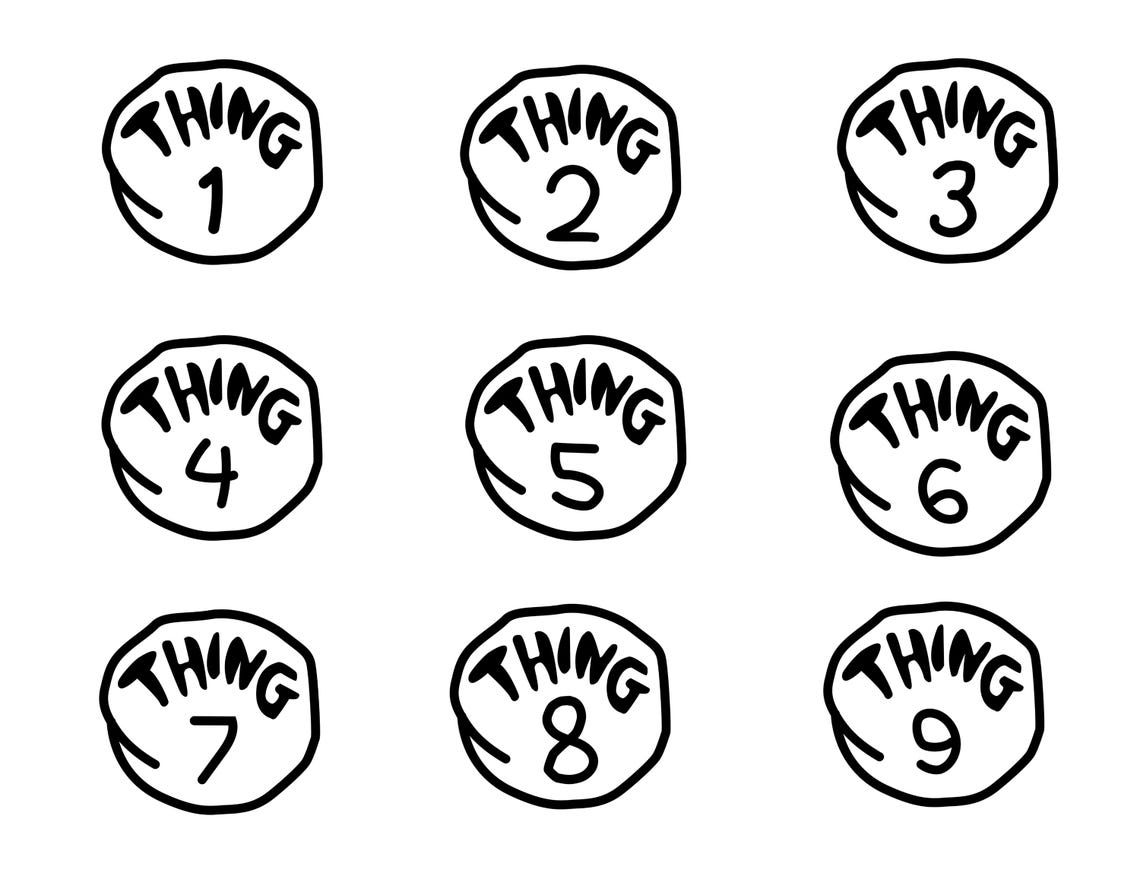 Thing 1-9 SVG Bundle: Seuss Family Clipart (digital Download) - Etsy