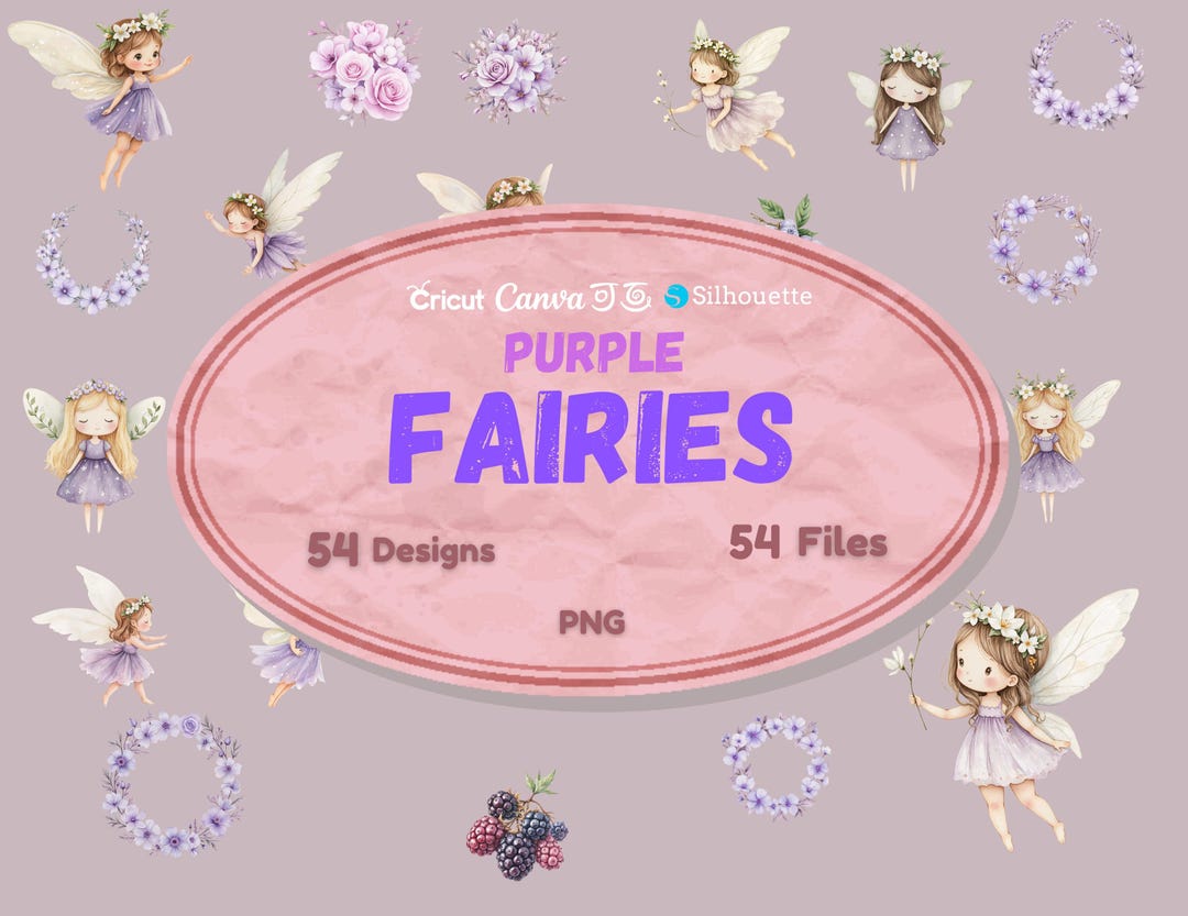 Watercolor Magical Garden Pink Fairies Clipart Bundle | Cute Fantasy ...