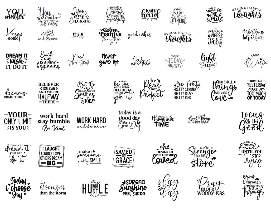 Inspirational Svg Bundle Positive Quotes Svg Hand Lettered Motivational ...
