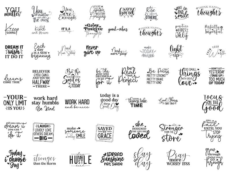 Inspirational Svg Bundle Positive Quotes Svg Hand Lettered Motivational ...