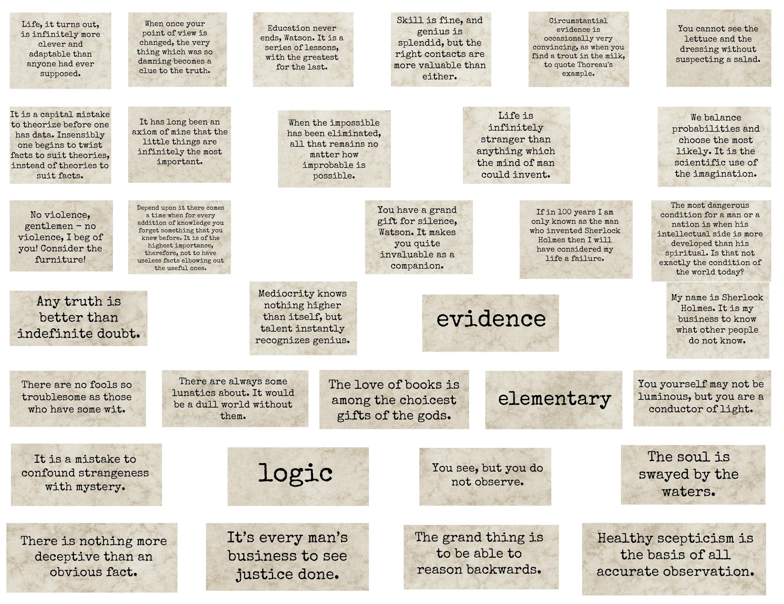 Sherlock Holmes Quotes - Printable Journal Prompts - Digital Collage ...