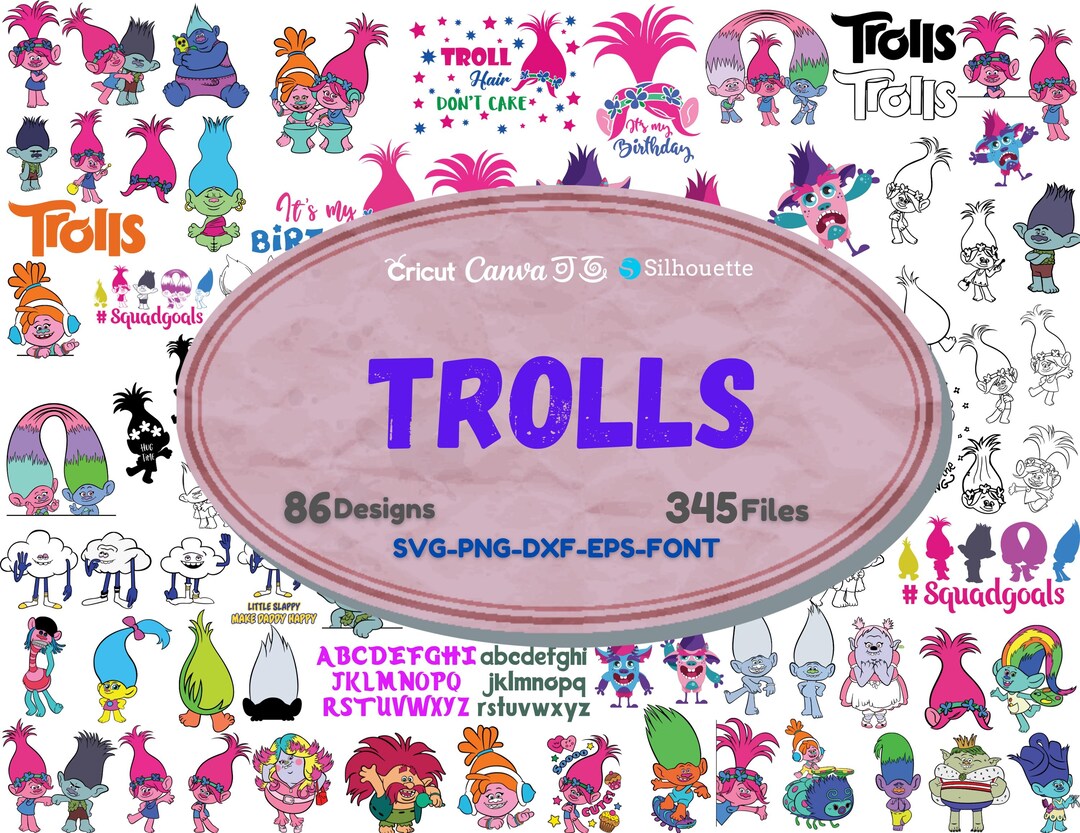 Trolls SVG Bundle: Birthday Party Clipart (instant Download) - Etsy
