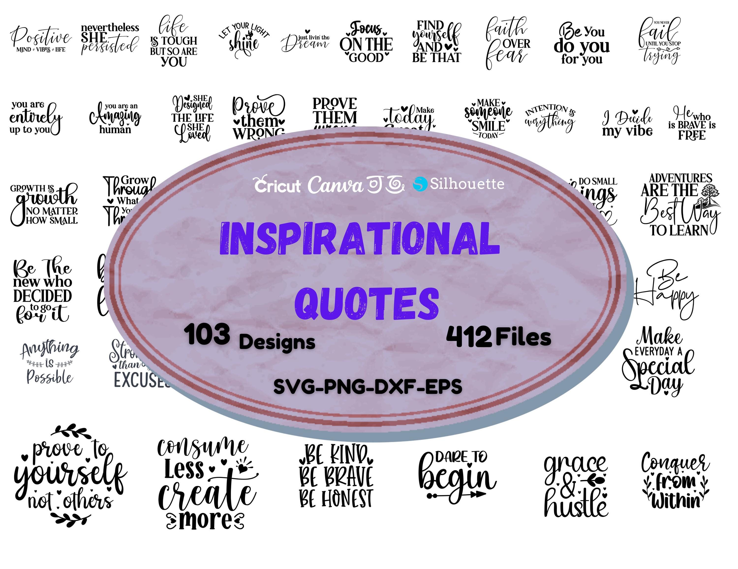 Inspirational Svg Bundle Positive Quotes Svg Hand Lettered Motivational ...