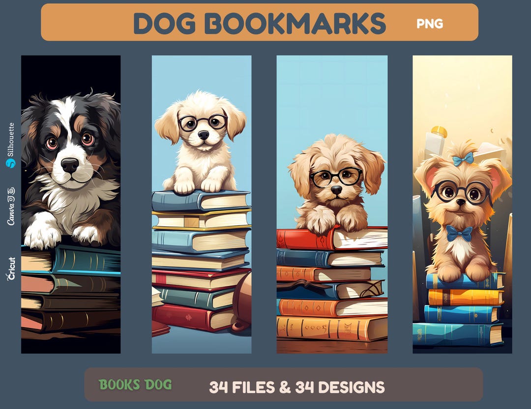 34 Cute Dogs Printable Bookmarks | Dog Breeds PNG | Digital Download ...