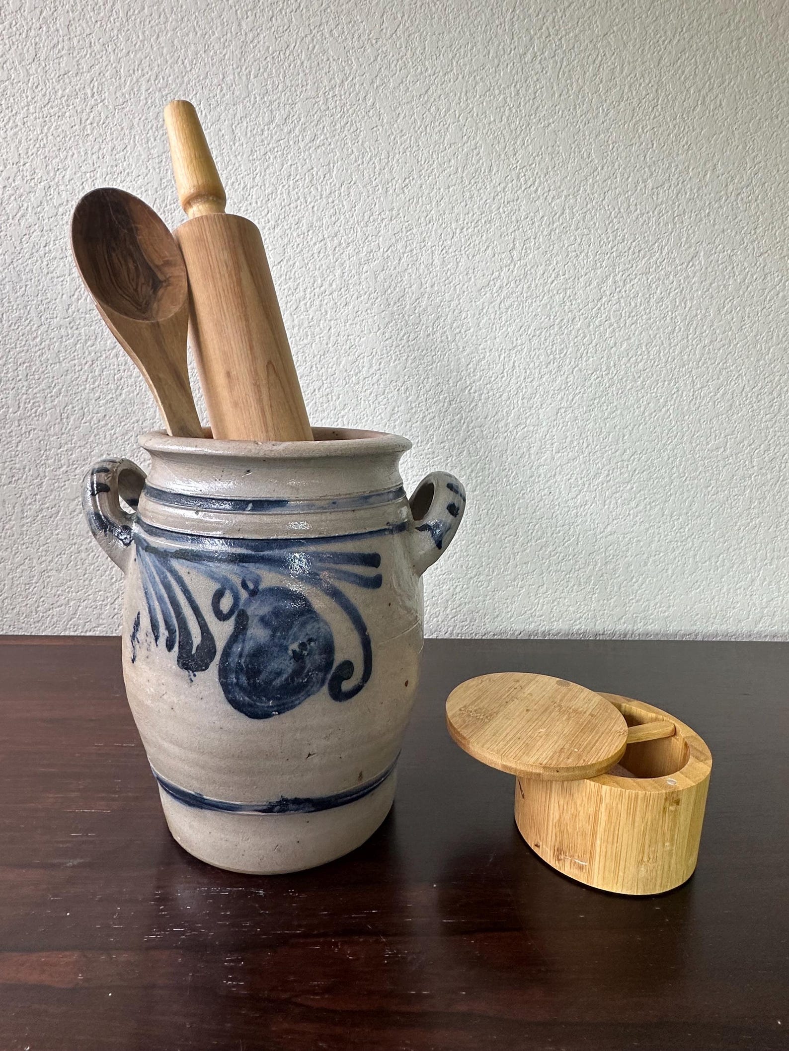 Vintage Westerwald Salt-glazed Stoneware Gray Crock Pot, Cobalt Blue ...