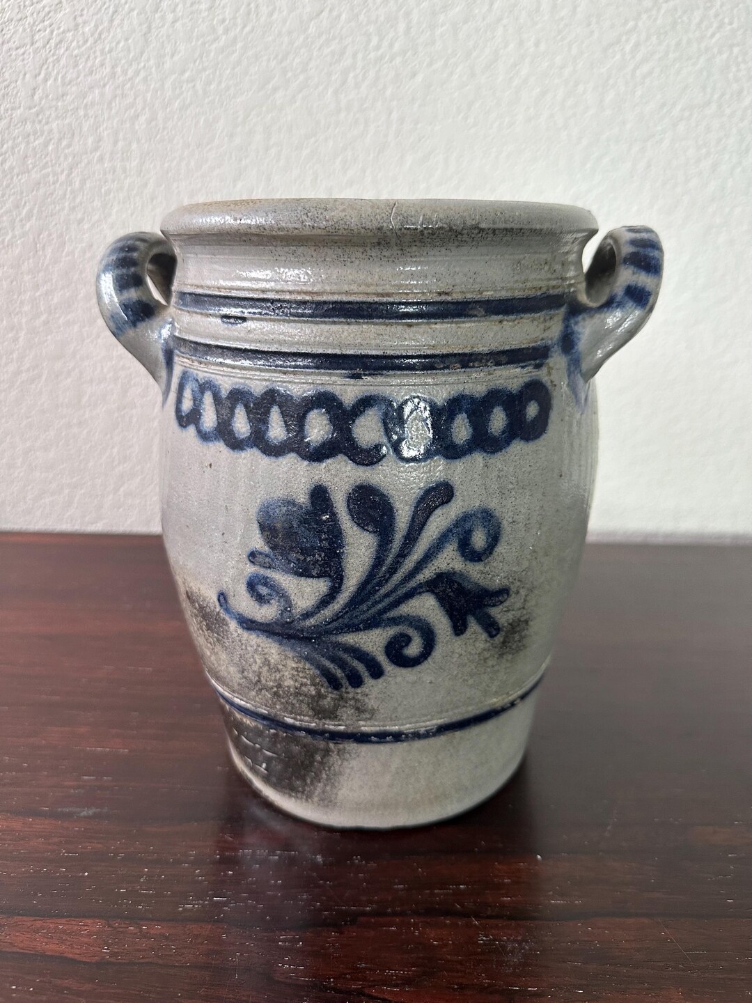 Vintage Westerwald Salt-glazed Stoneware Gray Crock Pot, Cobalt Blue ...