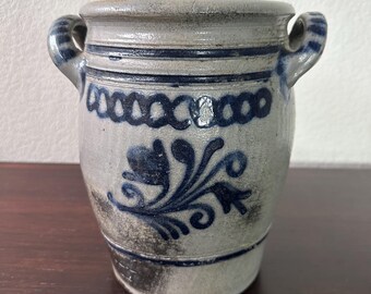 Vintage Westerwald Salt-glazed Stoneware Gray Crock Pot, Cobalt Blue ...