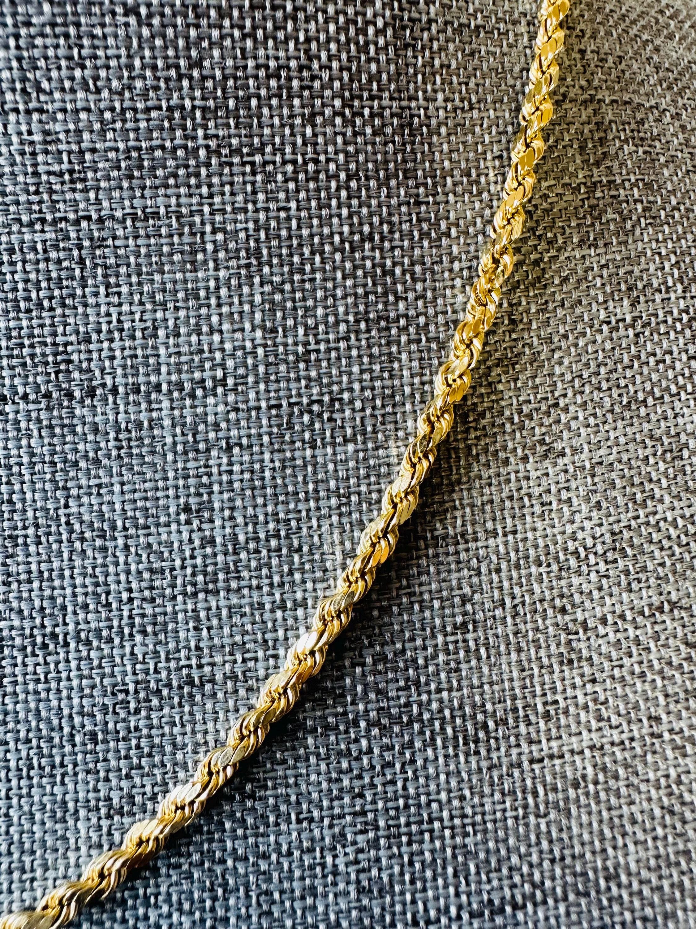 Vintage Oroamerica 14k Gold Rope Necklace, 20 Length, 2mm Width, 6g ...