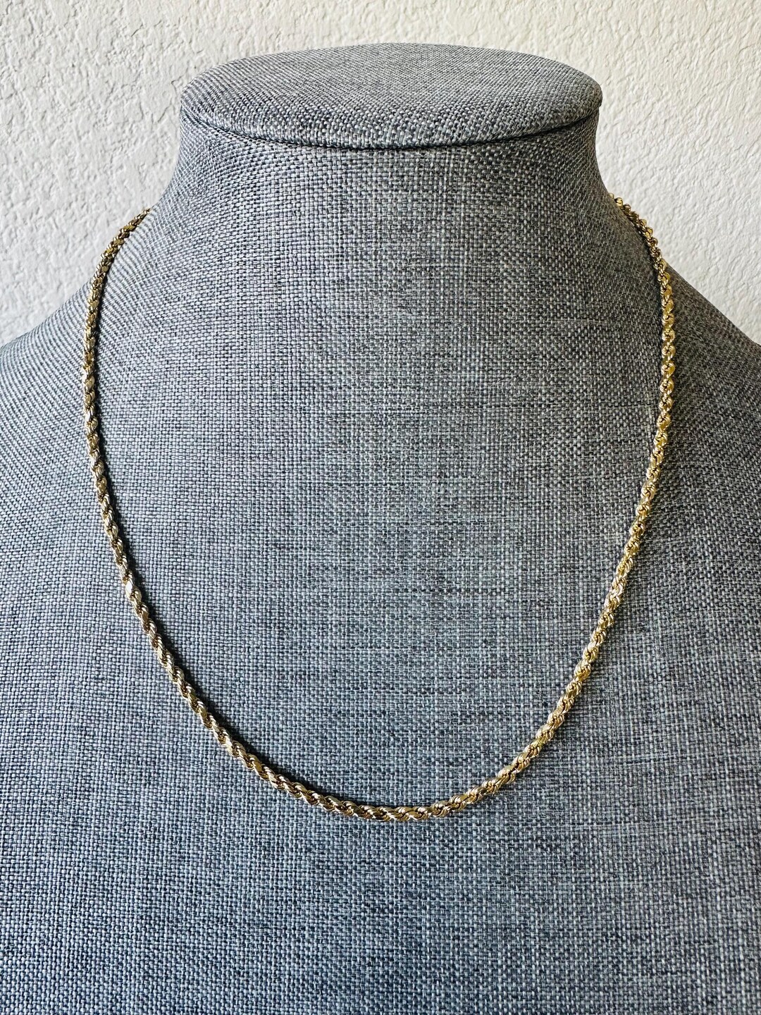 Vintage Oroamerica 14k Gold Rope Necklace, 20 Length, 2mm Width, 6g ...