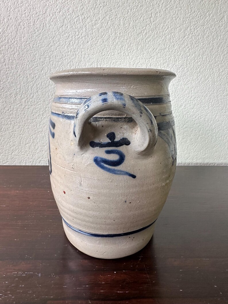 Vintage Westerwald Salt-glazed Stoneware Gray Crock Pot, Cobalt Blue ...