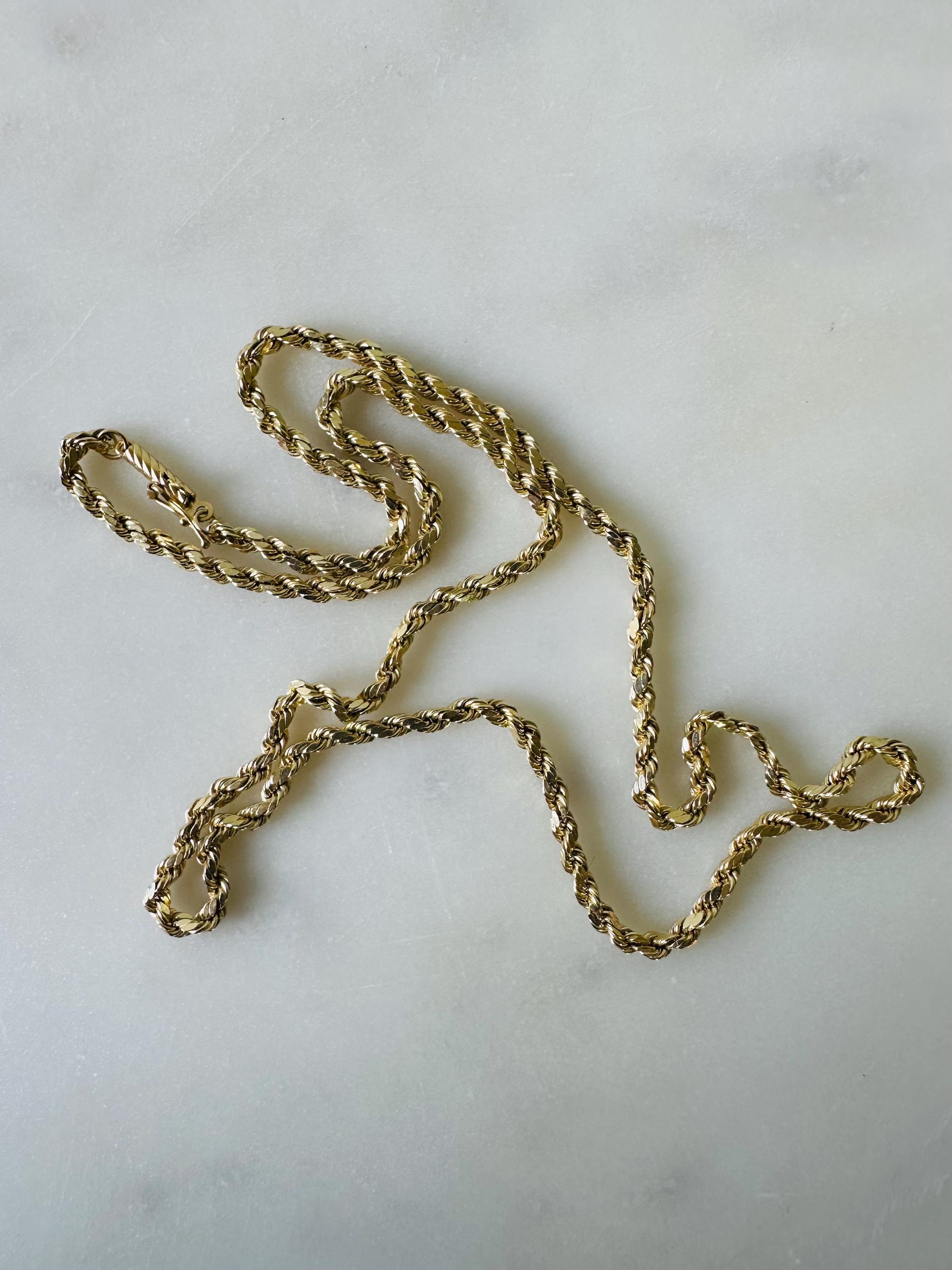 Vintage Oroamerica 14k Gold Rope Necklace, 20 Length, 2mm Width, 6g ...