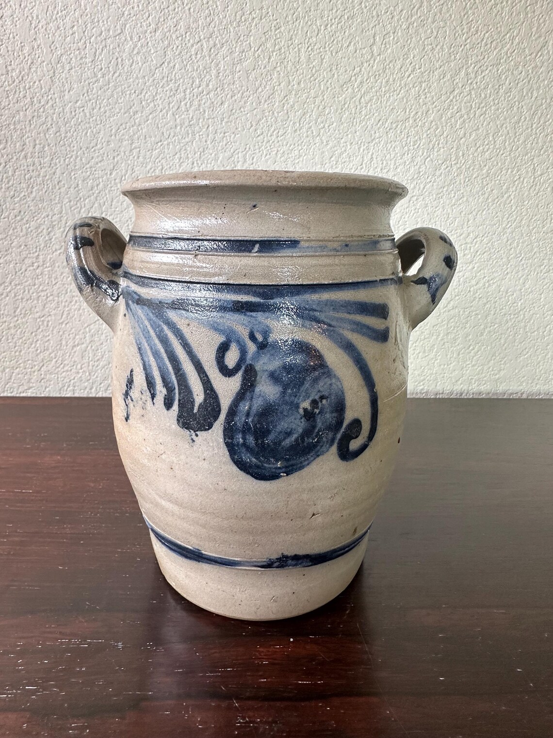 Vintage Westerwald Salt-glazed Stoneware Gray Crock Pot, Cobalt Blue ...