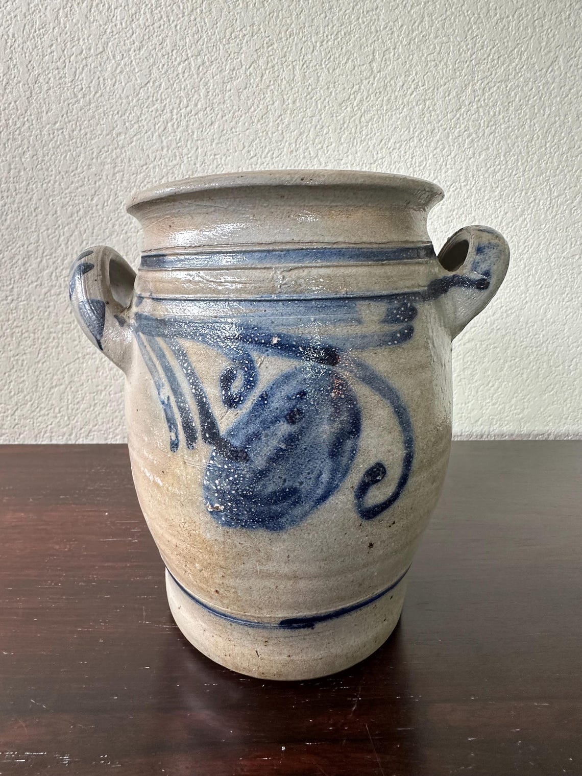 Vintage Westerwald Salt-glazed Stoneware Gray Crock Pot, Cobalt Blue ...
