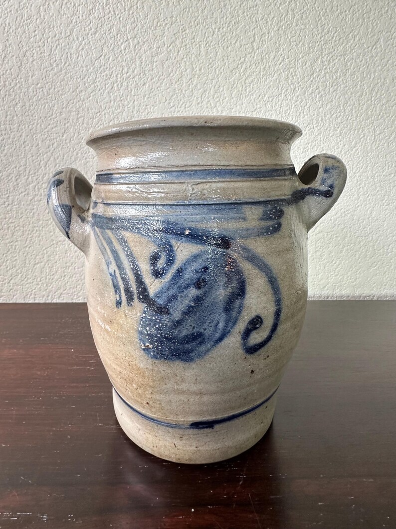 Vintage Westerwald Salt-glazed Stoneware Gray Crock Pot, Cobalt Blue ...