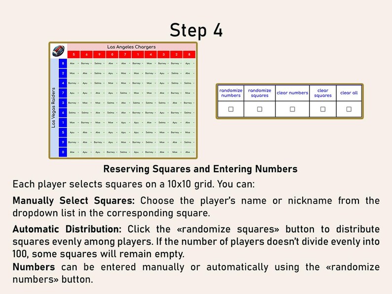 Football Squares Spreadsheet. Bundle 100, 50, 25. All-in-one Grid. Big ...