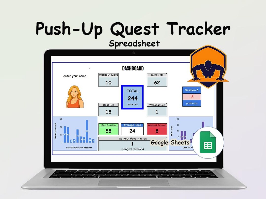 Push-up Quest Tracker. Level up Your Habits. Skill Quest. Google Sheets ...