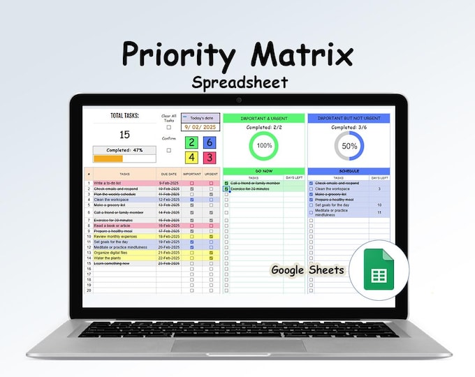 Task Priority Tracker: Eisenhower Matrix | Excel Template - Etsy Canada