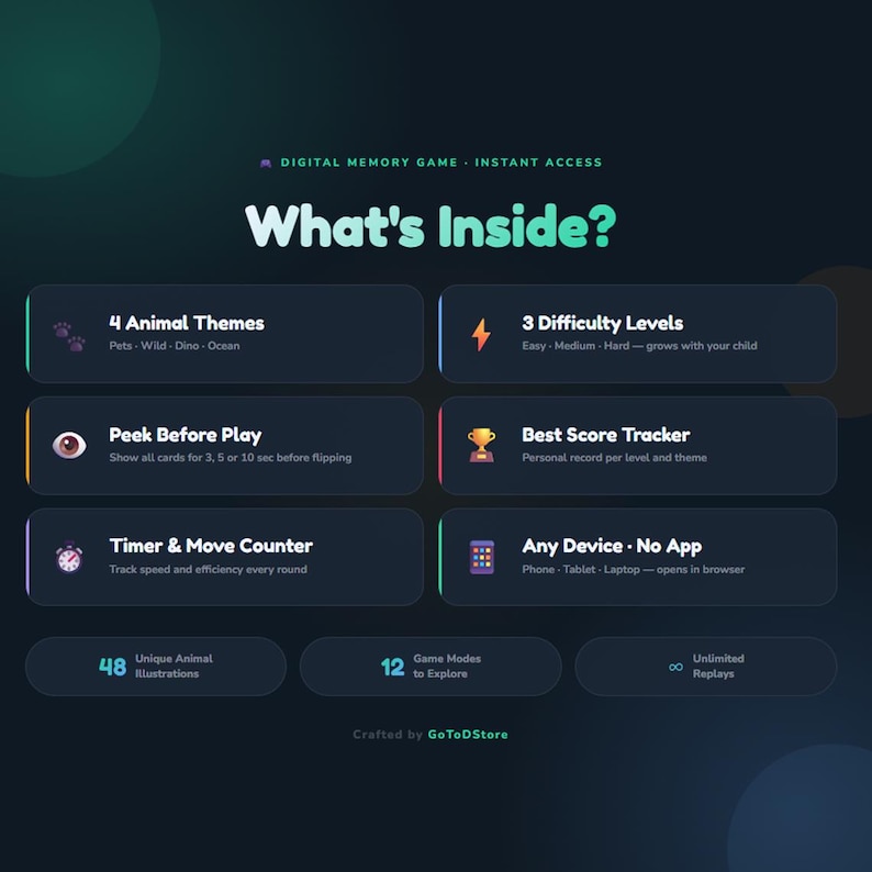 Kids Animal Memory Game – Fun Learning Activity (digital Download) - Etsy