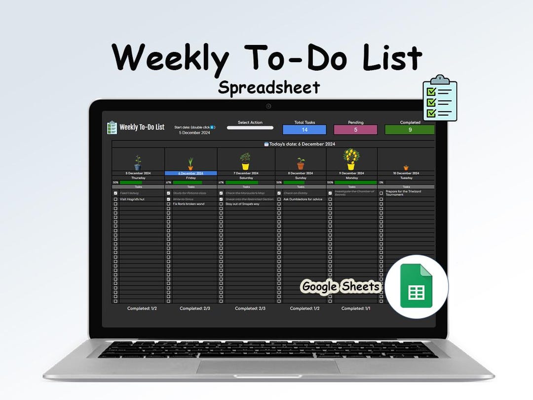 To Do List Tracker Task Tracker Planner Weekly to Do List Productivity ...