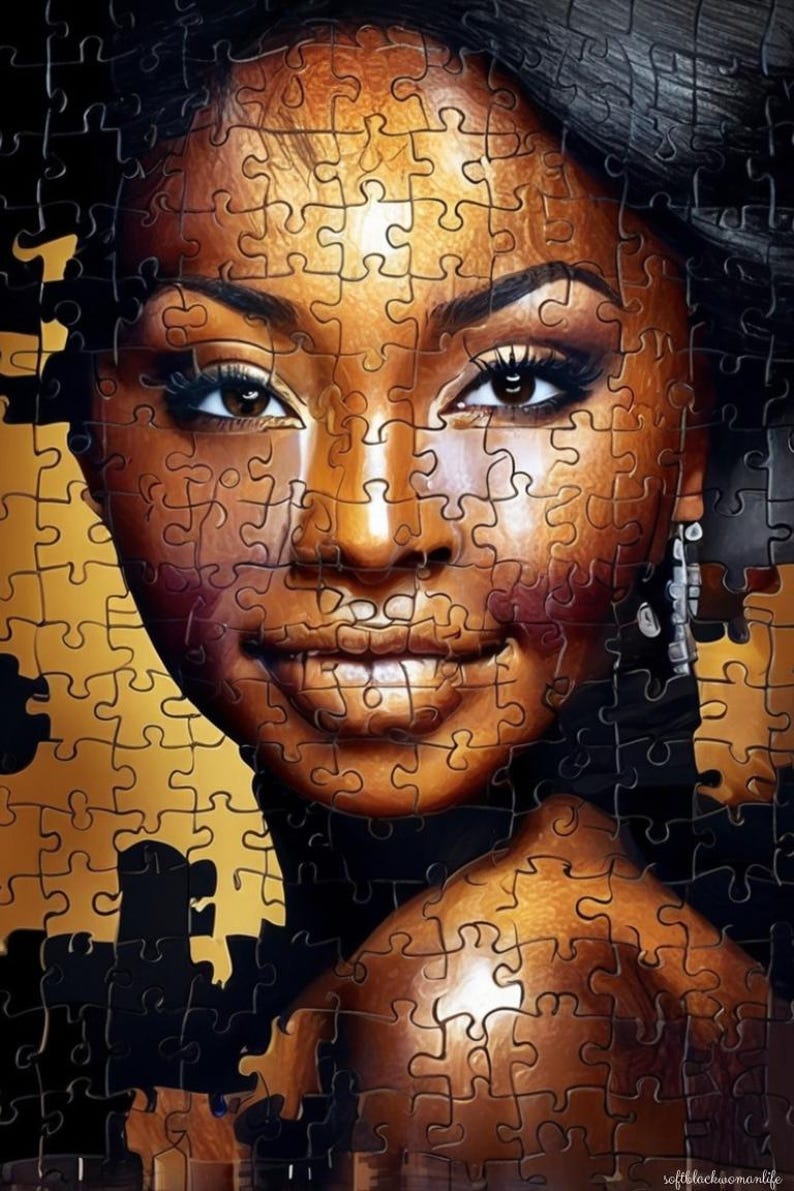 Elegant Black Woman Puzzle Art - Digital PNG Files for Creative ...