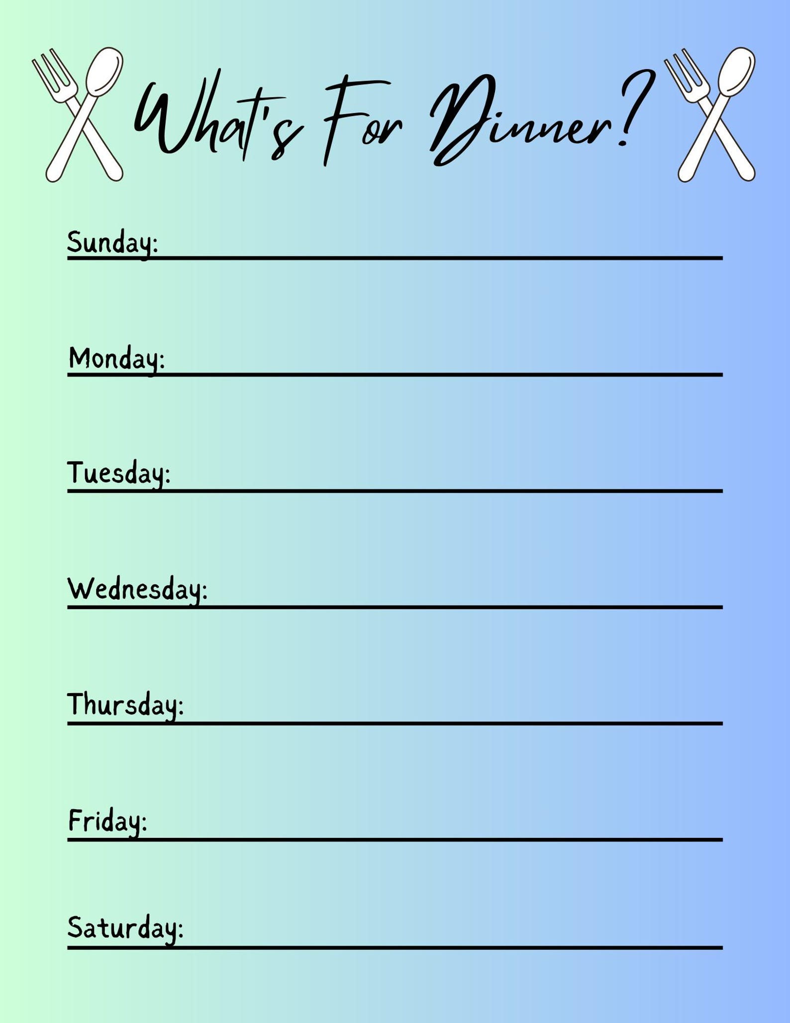 Printable Weekly Dinner Menu Planner: Minimalist Meal Plan (PDF) - Etsy